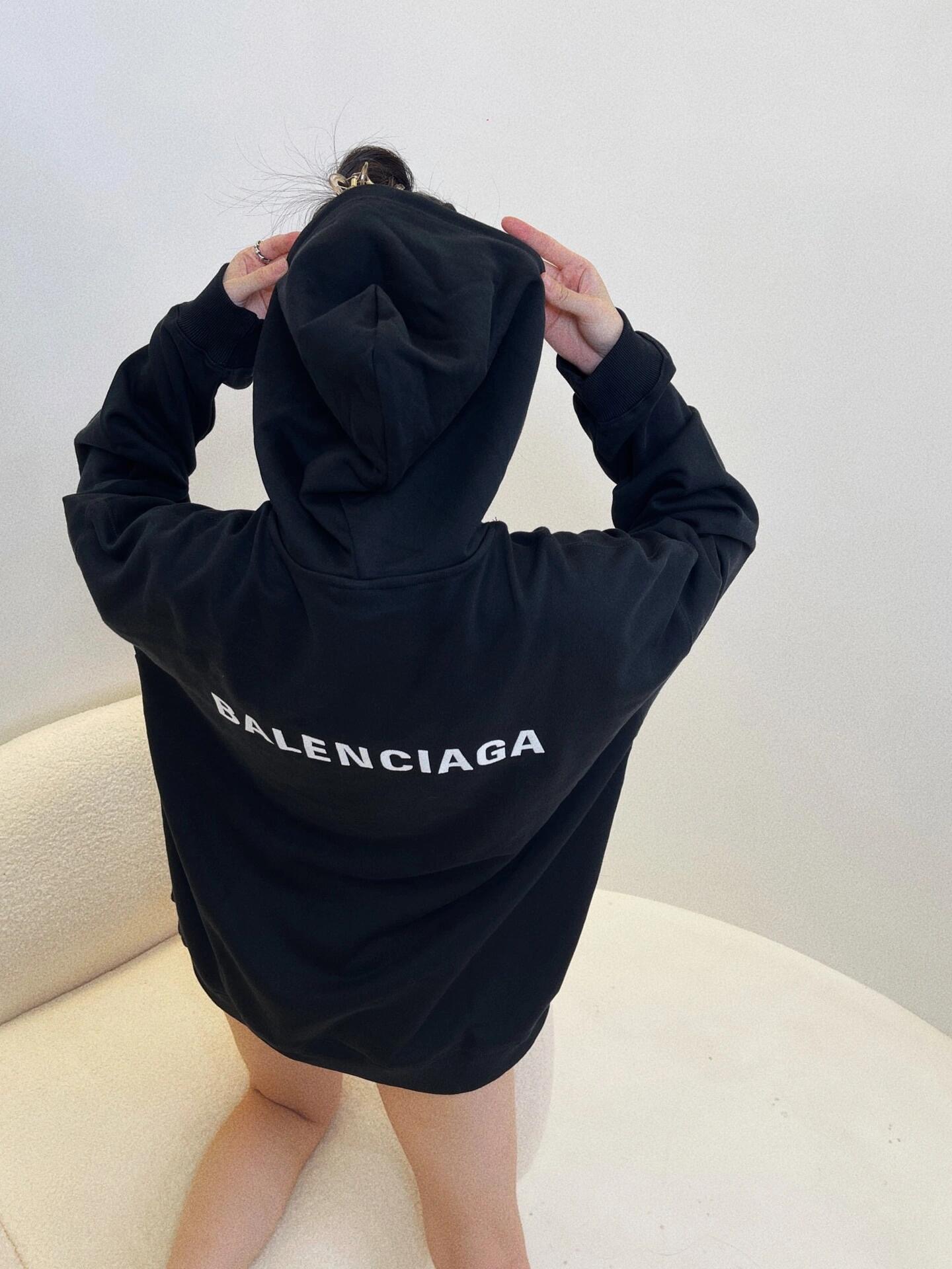 Buy Balenciaga Small V-Neck Front Logo Back Logo Hoodie Replica - Reps ...