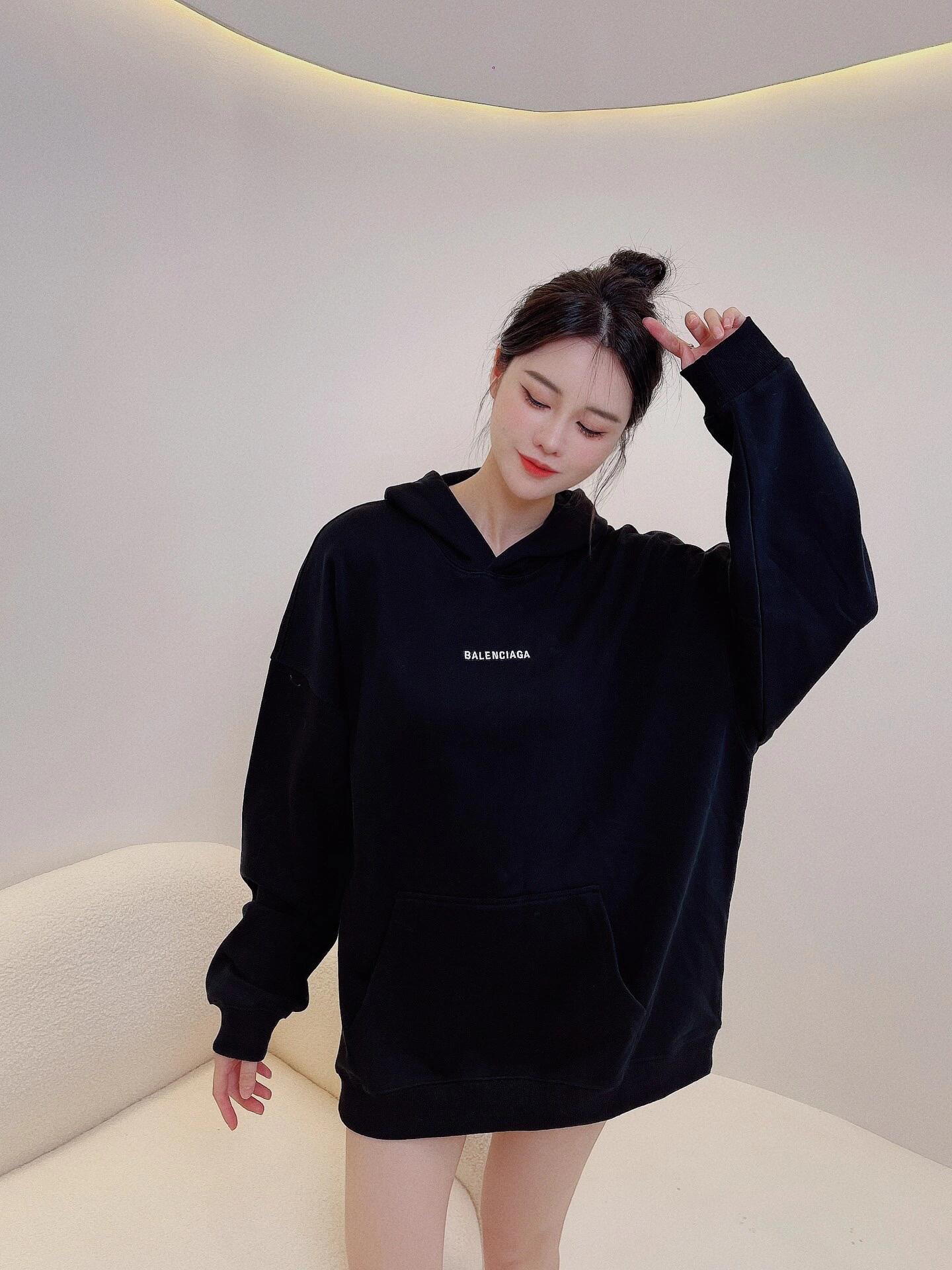 Buy Balenciaga Small V-Neck Front Logo Back Logo Hoodie Replica - Reps ...